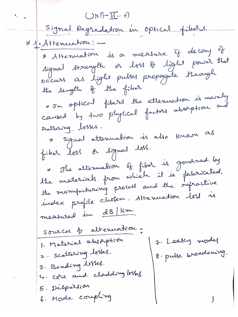 OC Unit-2A-1 Signal Distortion in Optical Fibers | PDF