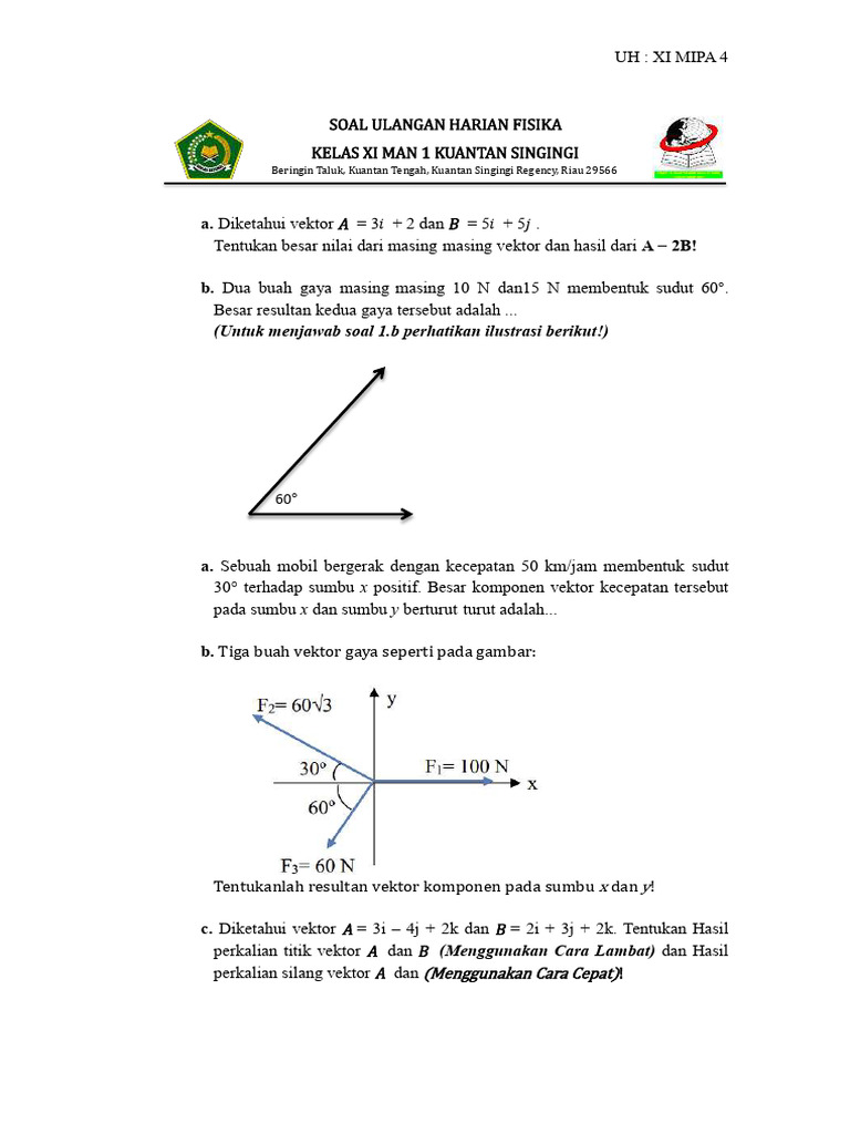 SOAL ULANGAN HARIAN FISIKA VEKTOR 2 | PDF