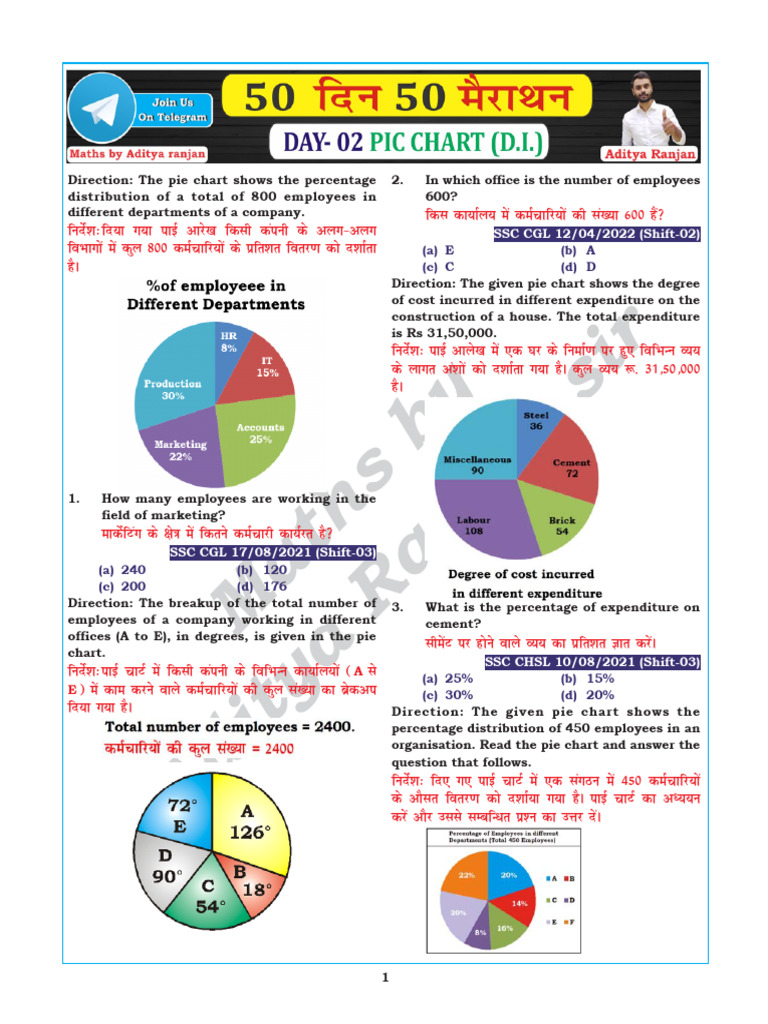 Day 02 PIE CHART D.I Print (50 Marathon Maths) | PDF | Visual ...