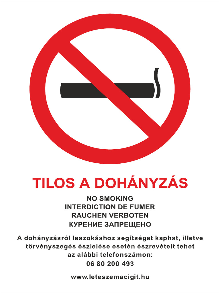 Tilos A Dohányzás - Nyíl Nélküli 21x30cm | PDF