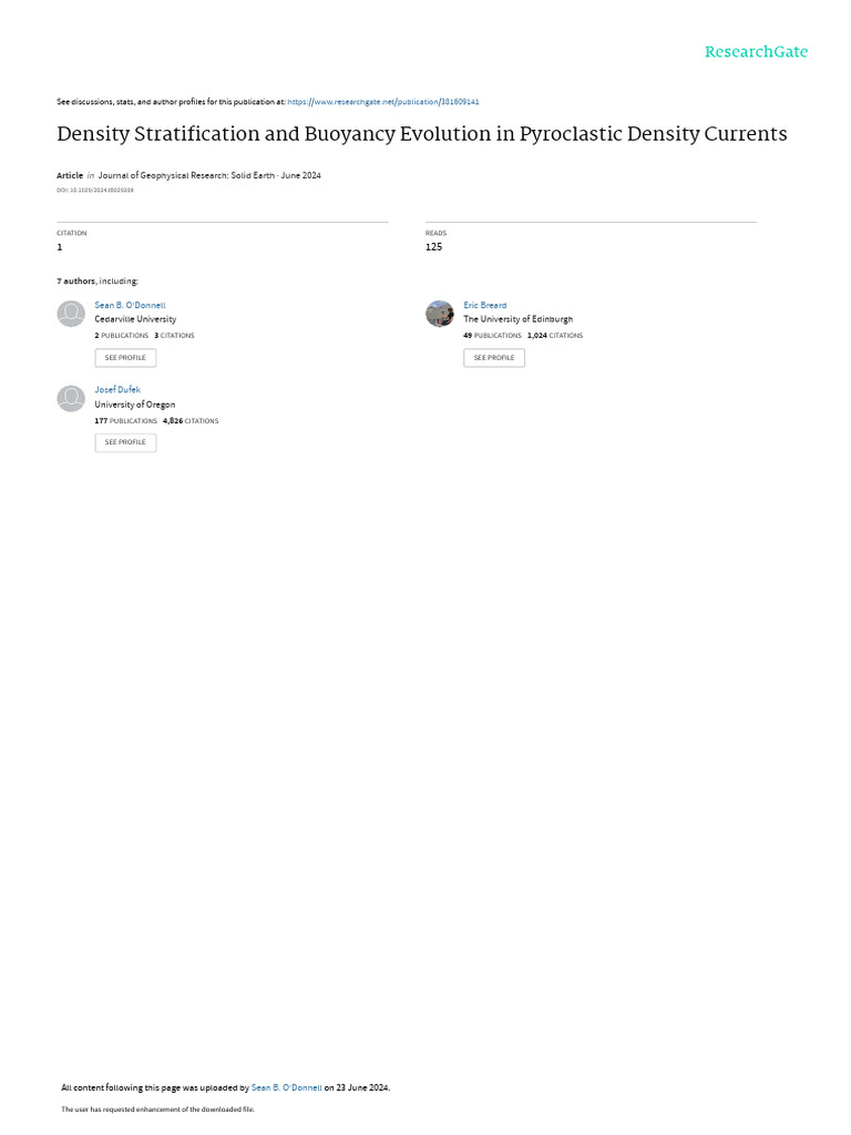 Density Stratification and Buoyancy Evolution in Pyroclastic Density ...