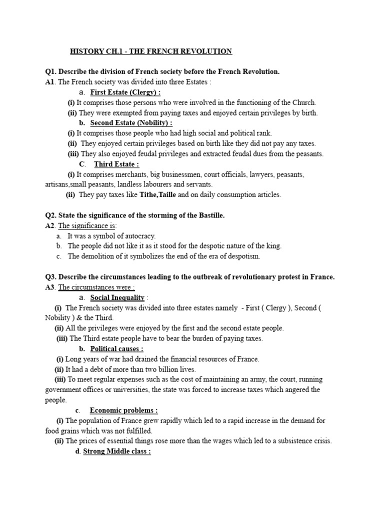 History Ch. 1 - French Revolution | PDF