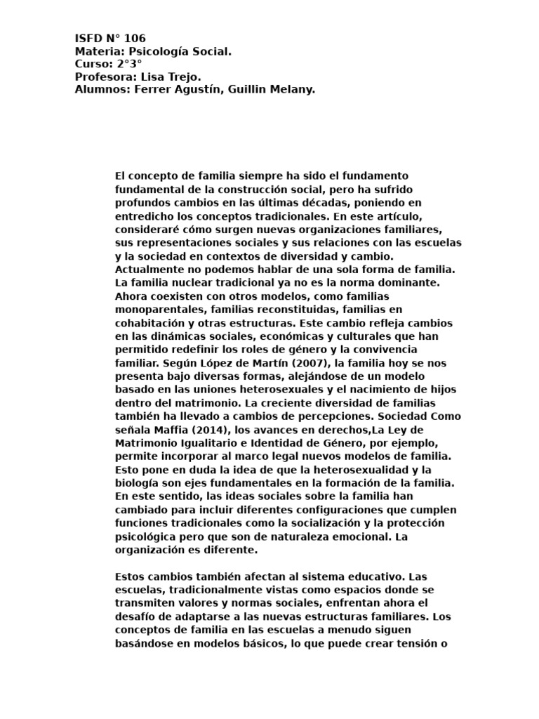 ISFD #106 Materia: Psicología Social. Curso: 2°3° Profesora: Lisa Trejo ...