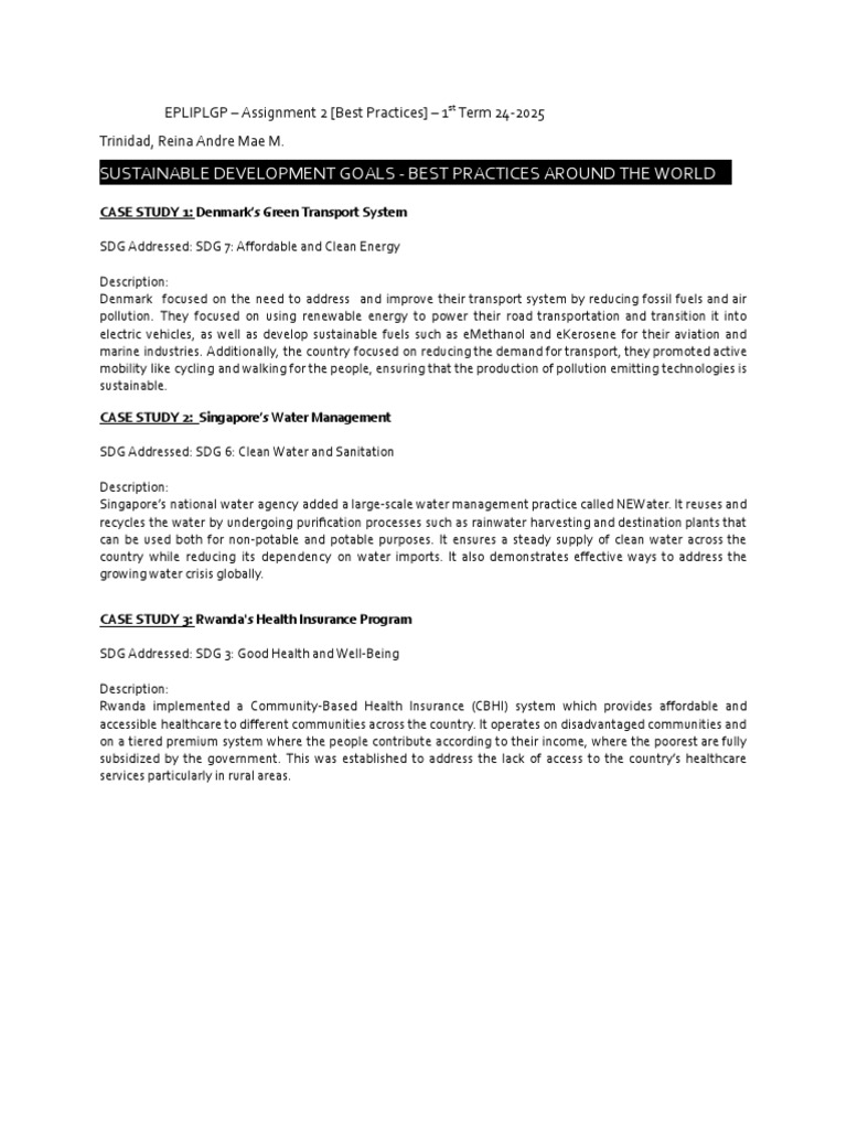 TRINIDAD_SDGs Best Practices.docx | PDF