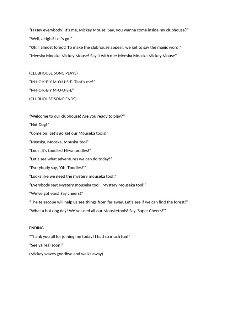 Mickey Mouse Script | PDF