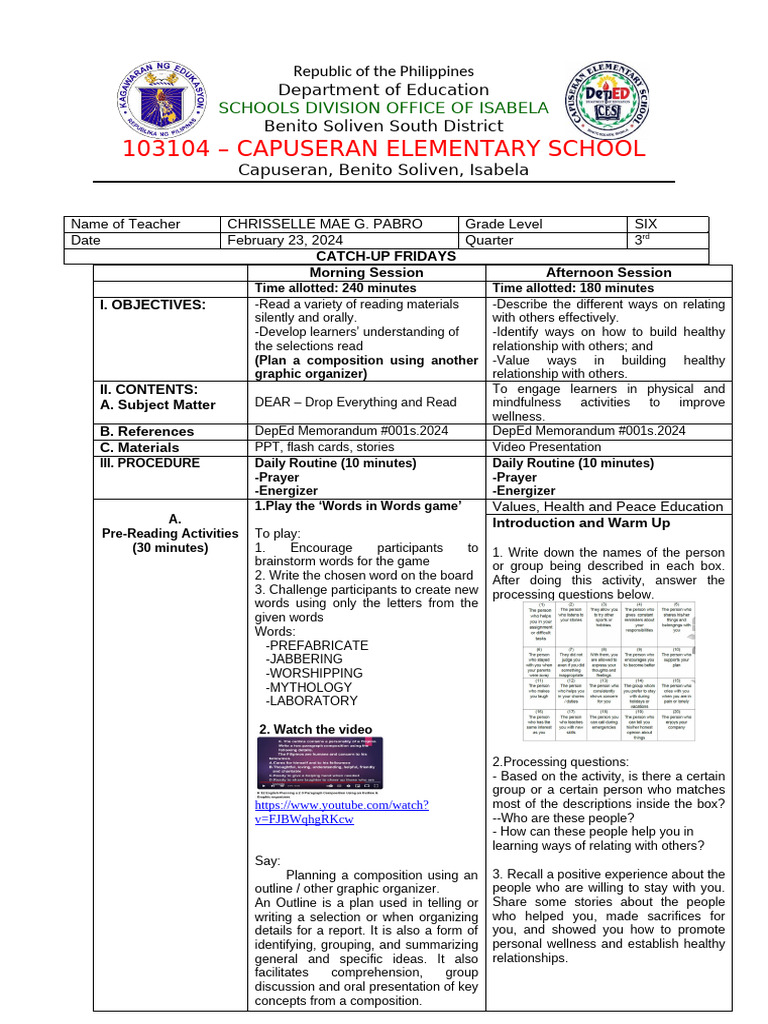 Grade6 CatchUpFriday | PDF