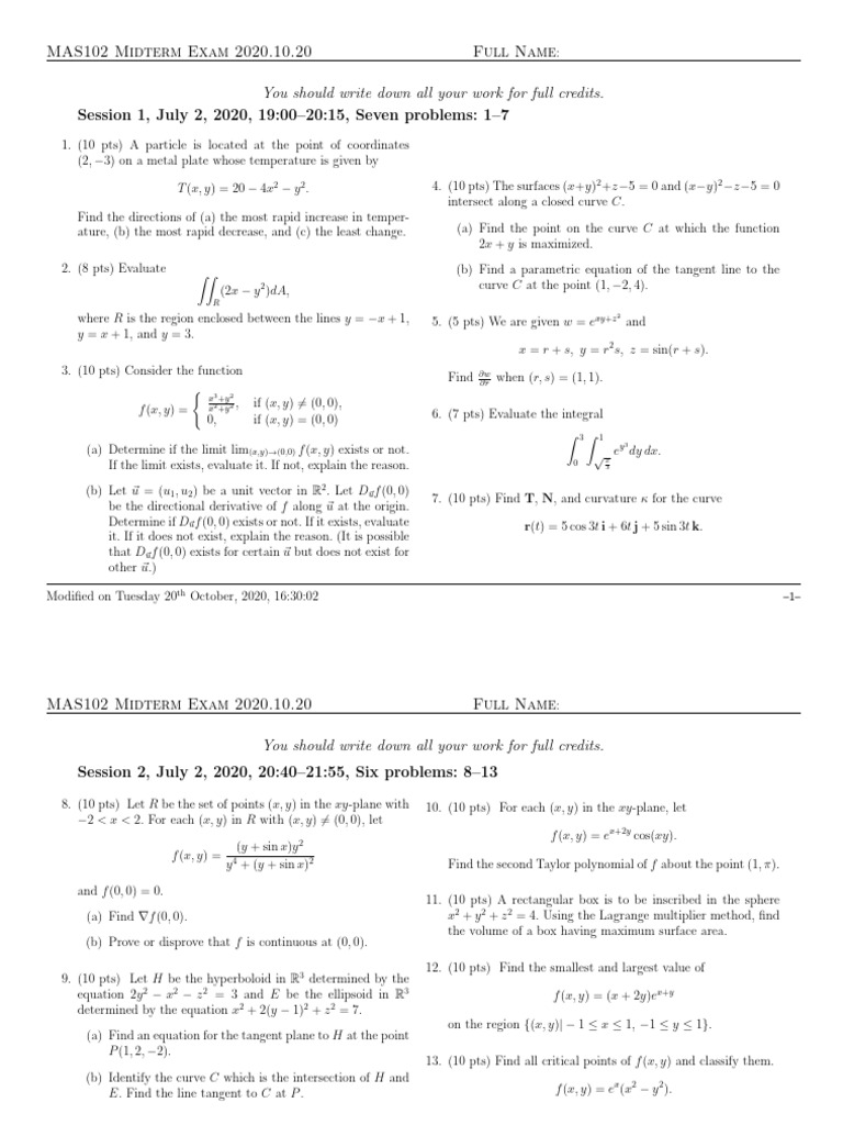 Session 1, July 2, 2020, 19:00-20:15, Seven Problems: 1-7: You Should ...