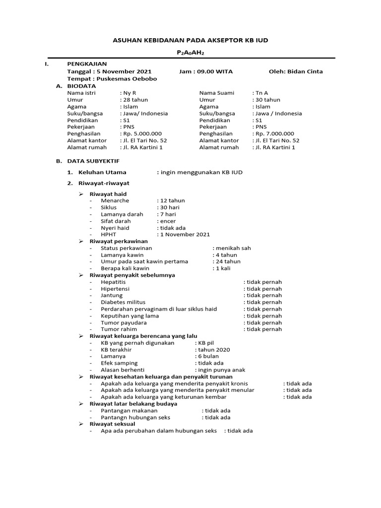 Contoh Askeb Varney Iud - 035641 | PDF