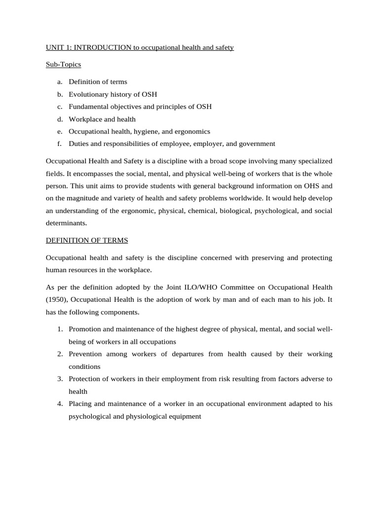Introduction to Occupational Health & Safety | PDF | Occupational ...