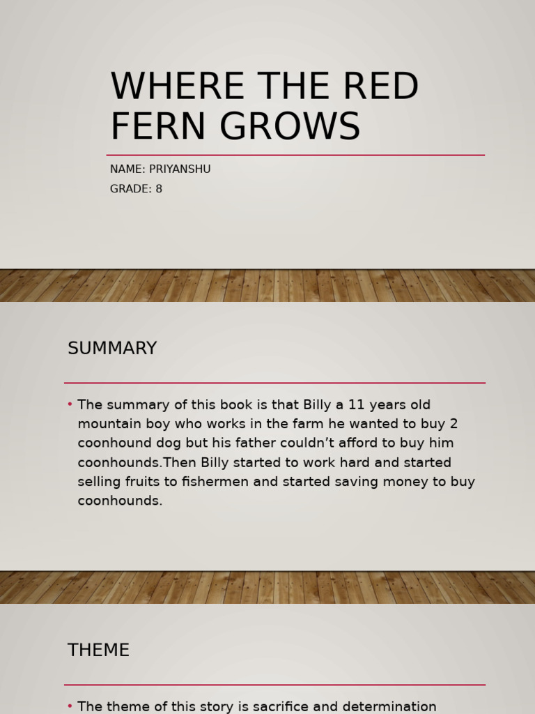Where The Red Fern Grows | PDF