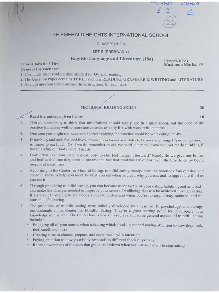 Pre Board 1 Eng | PDF