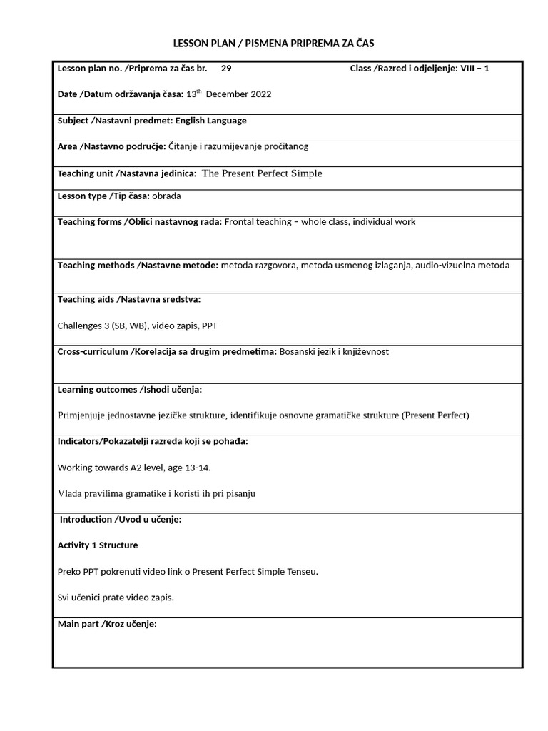 8-29 The Present Perfect Simple | PDF | Linguistics | Grammar