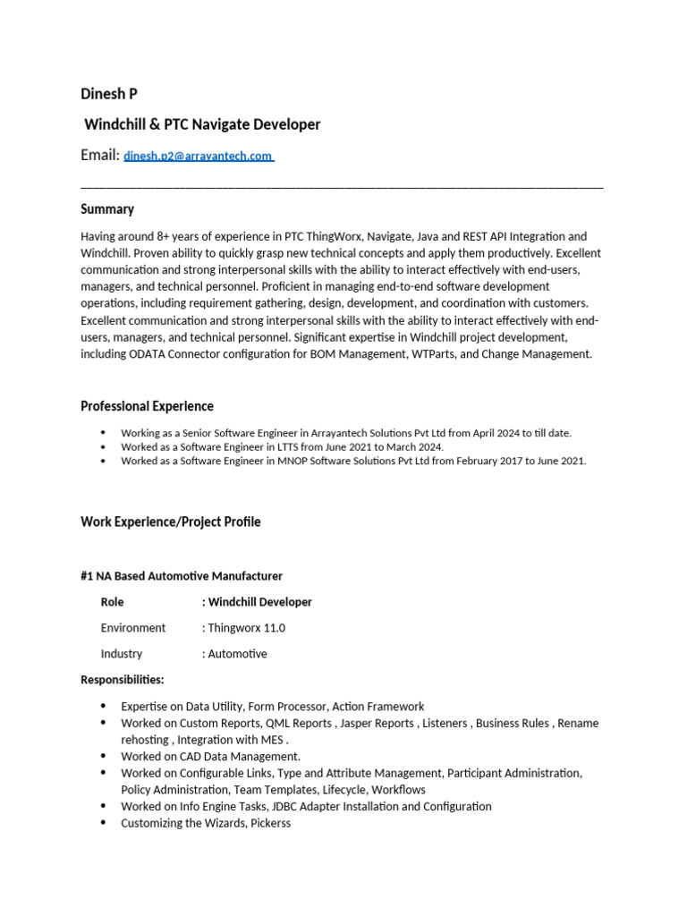 Dinesh P - WC+TWX - Resume | PDF