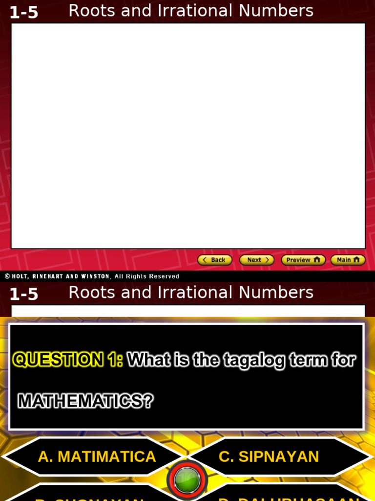 1-5 Roots and Irrational Numbers | PDF