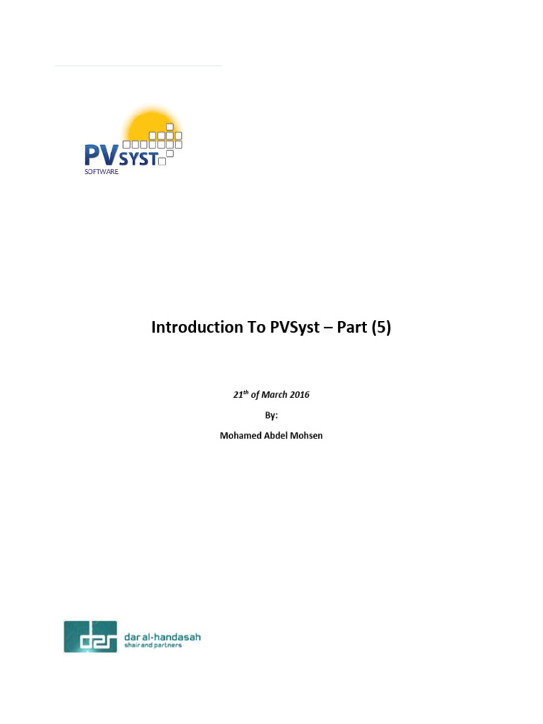 Part 5_Introduction to PVSyst | PDF