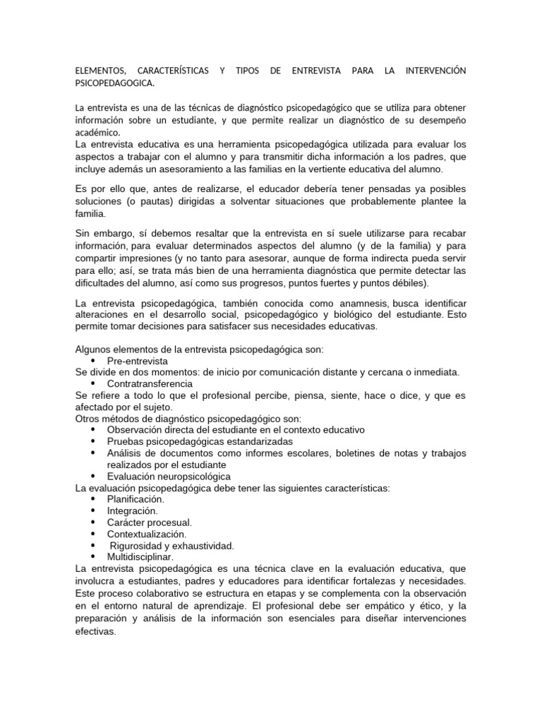 Elementos de La Entrevista | PDF