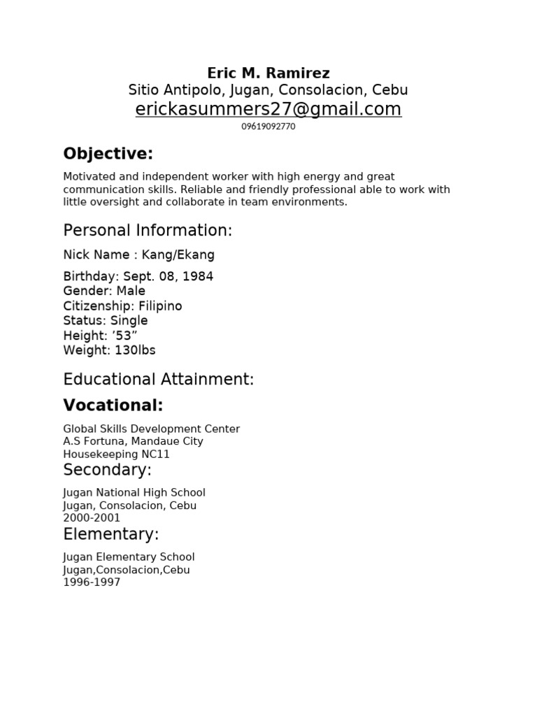 Resume of Ericka | PDF