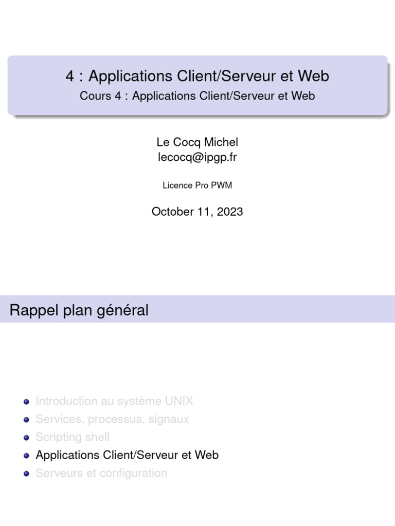 Applications Client-Serveur | PDF