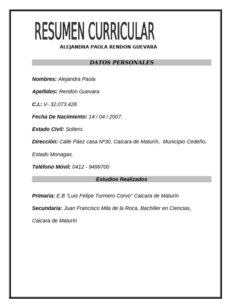 Curriculum Aljandr Paola | PDF