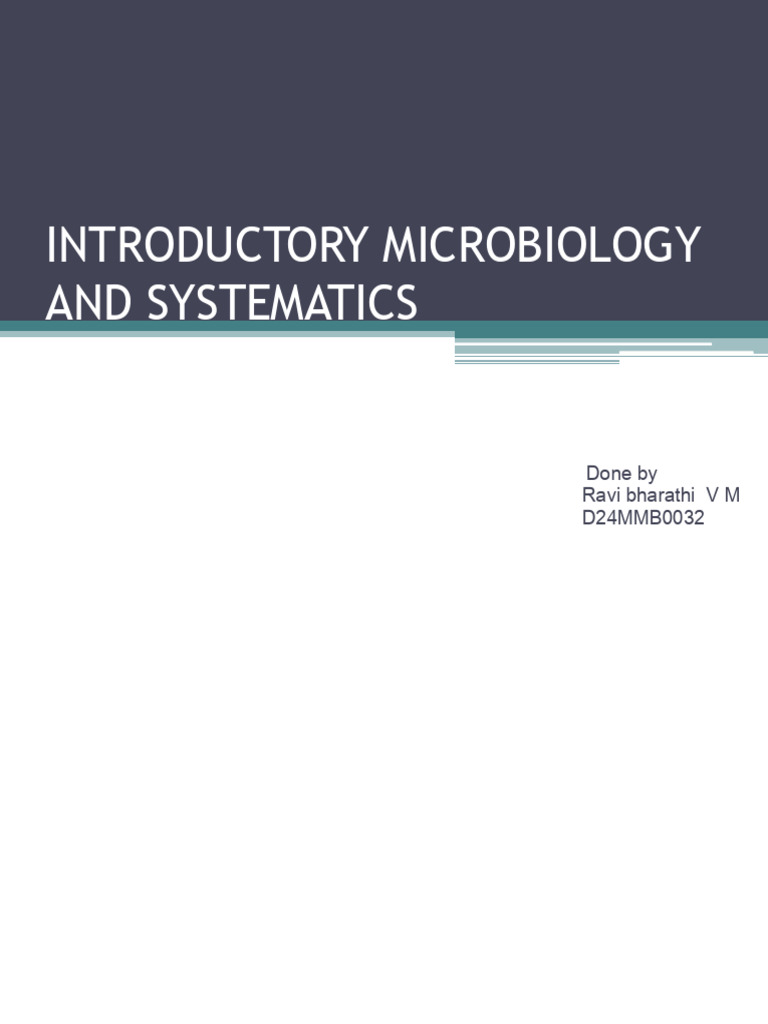 Introductory Microbiology and Systematics | PDF