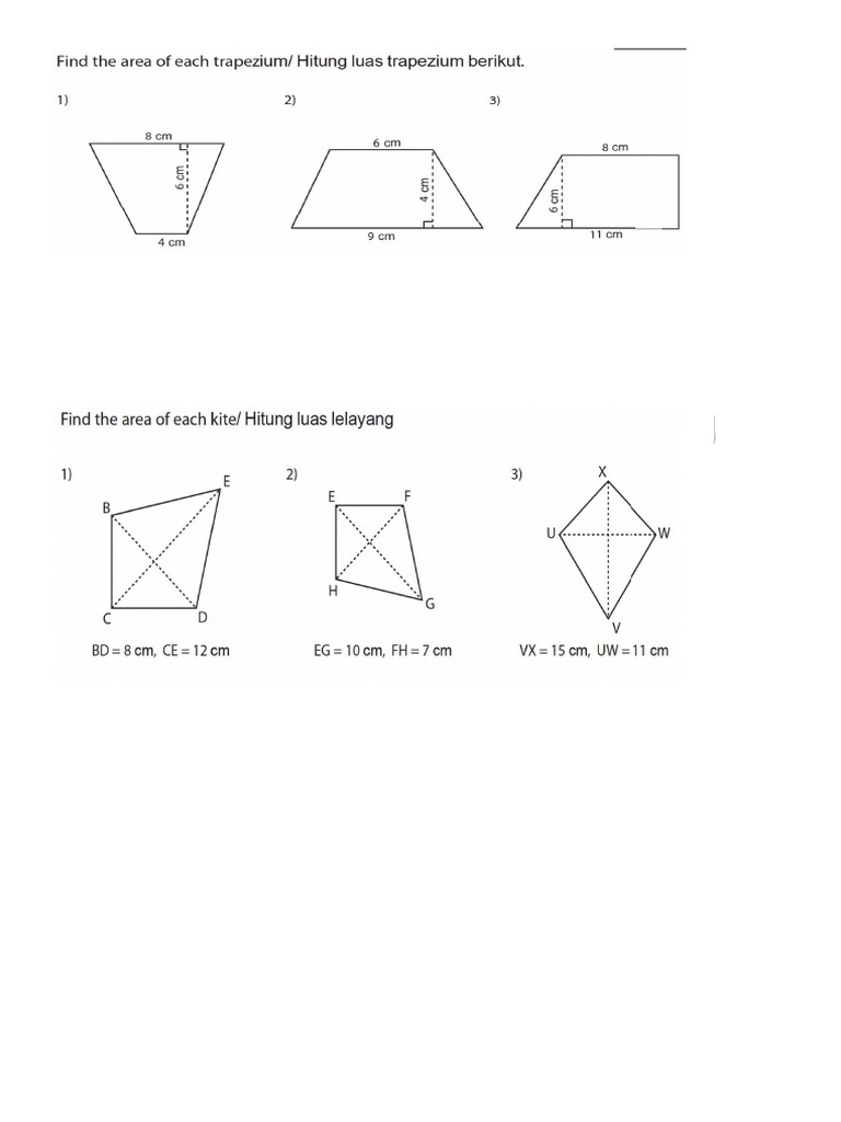 Trapezium and Kite Exercise | PDF