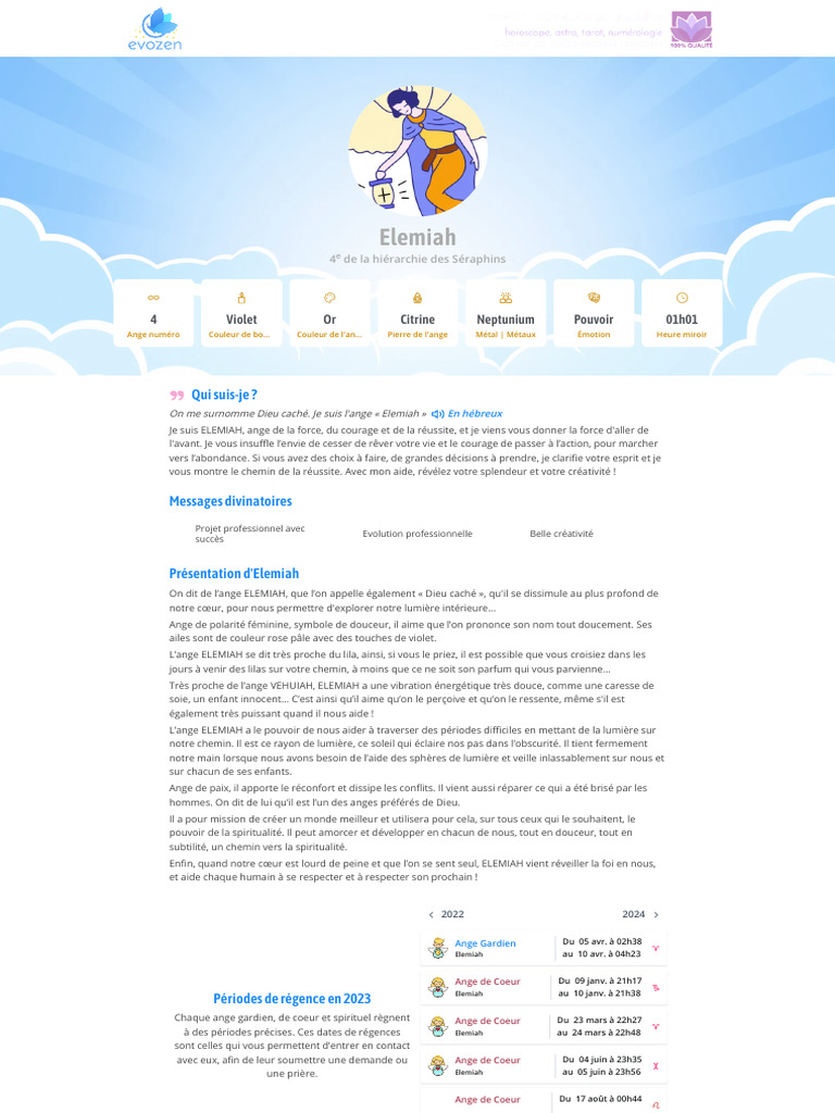 4 - L'ange Gardien Elemiah Et Ses Pouvoirs - Evozen | PDF
