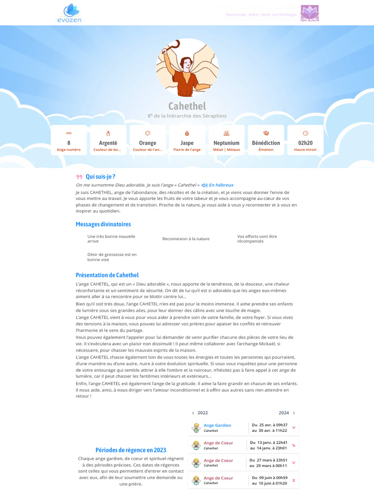 8 - L'ange Gardien Cahethel Et Ses Pouvoirs - Evozen | PDF