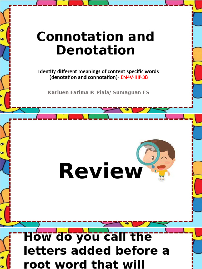 Connotation and Denotation English 4 | PDF | Language Arts & Discipline ...