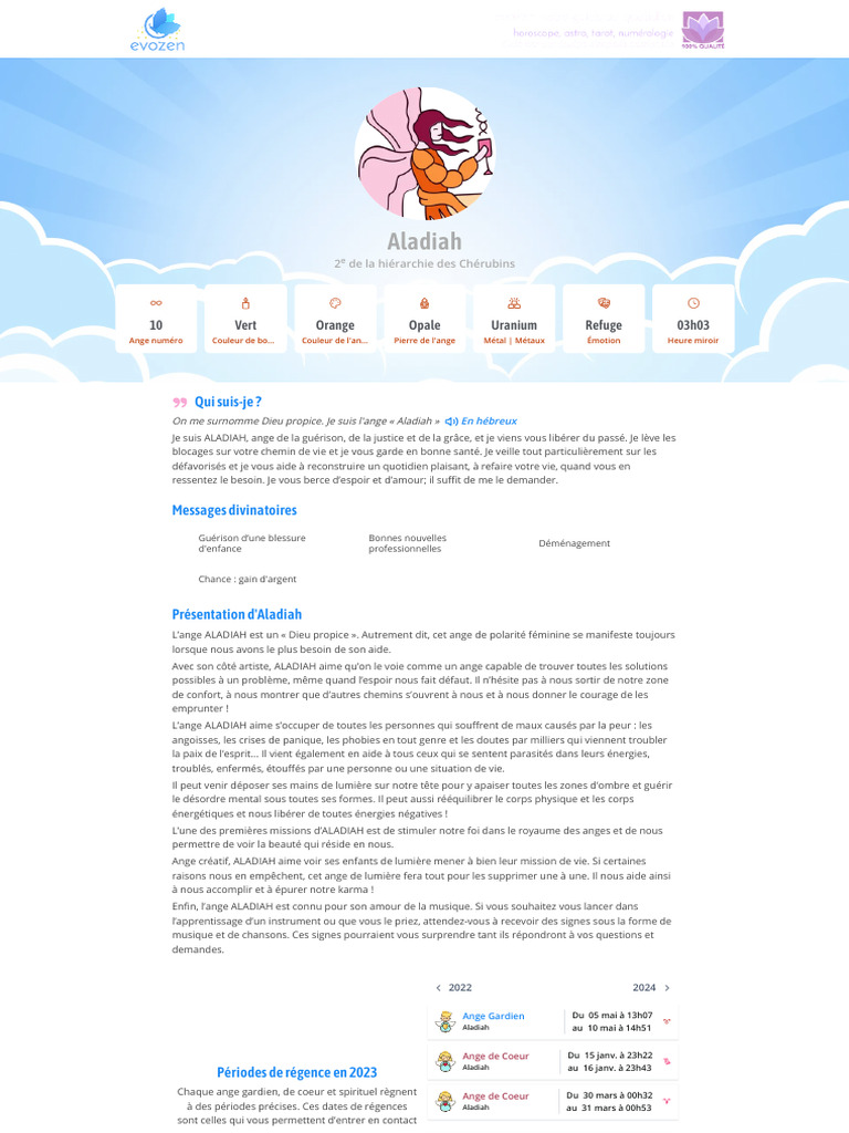 10 - L'ange Gardien Aladiah Et Ses Pouvoirs - Evozen | PDF