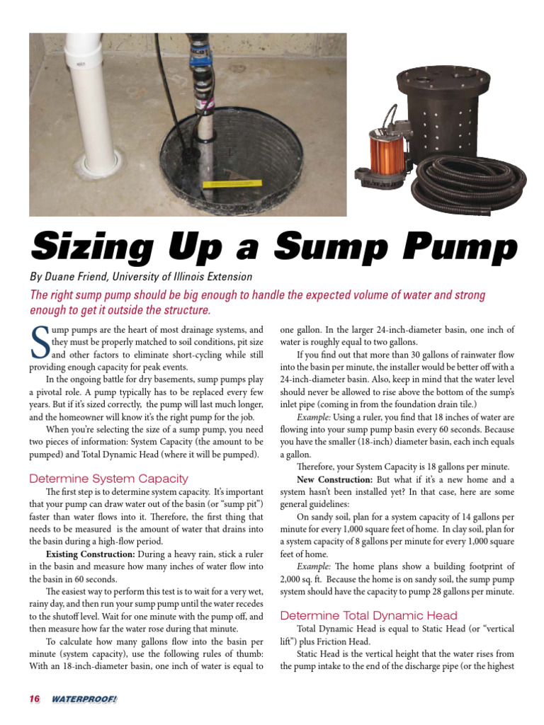 WP 2013-04 Sizing Sump Pumps | PDF