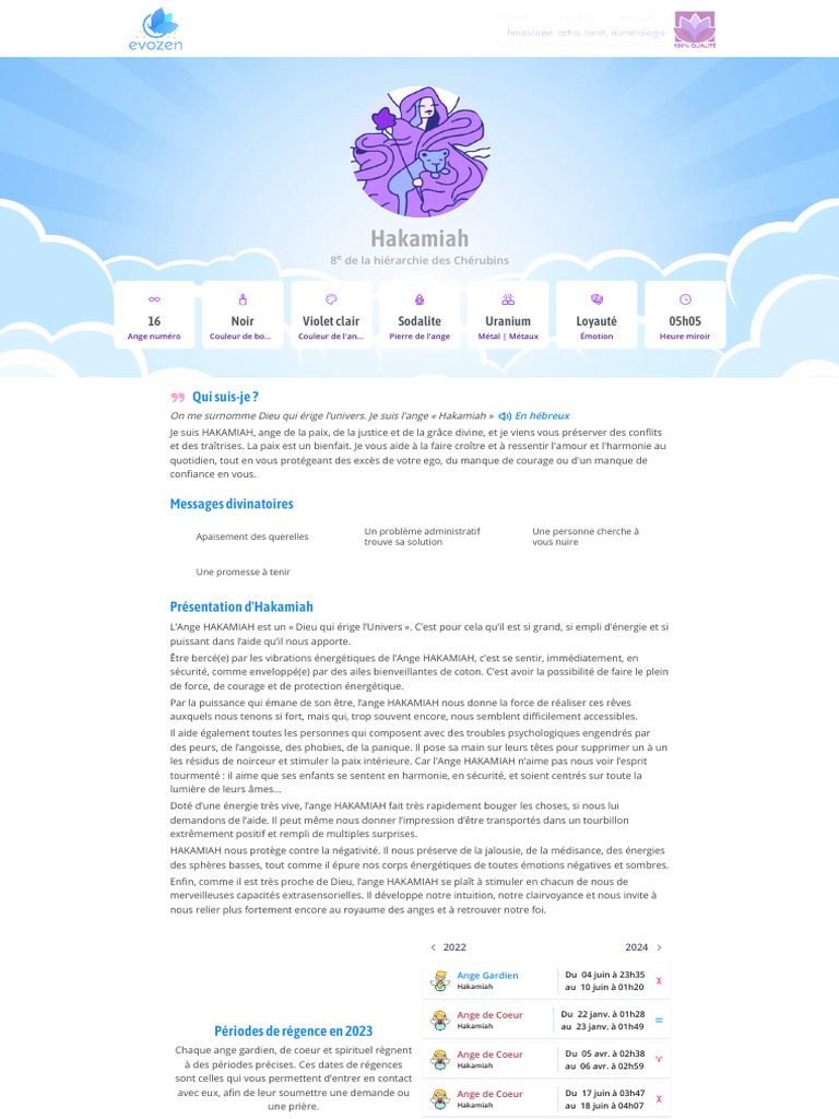 16 - L'ange Gardien Hakamiah Et Ses Pouvoirs - Evozen | PDF