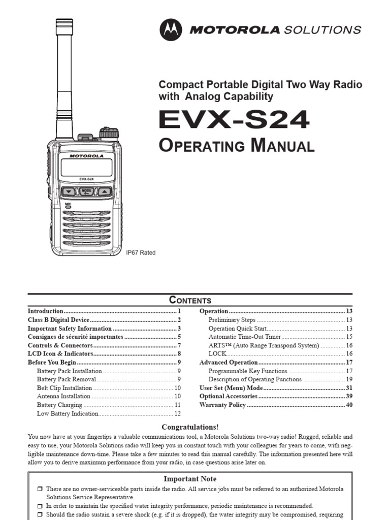Motorola EVX-S24 Operating Manual | PDF