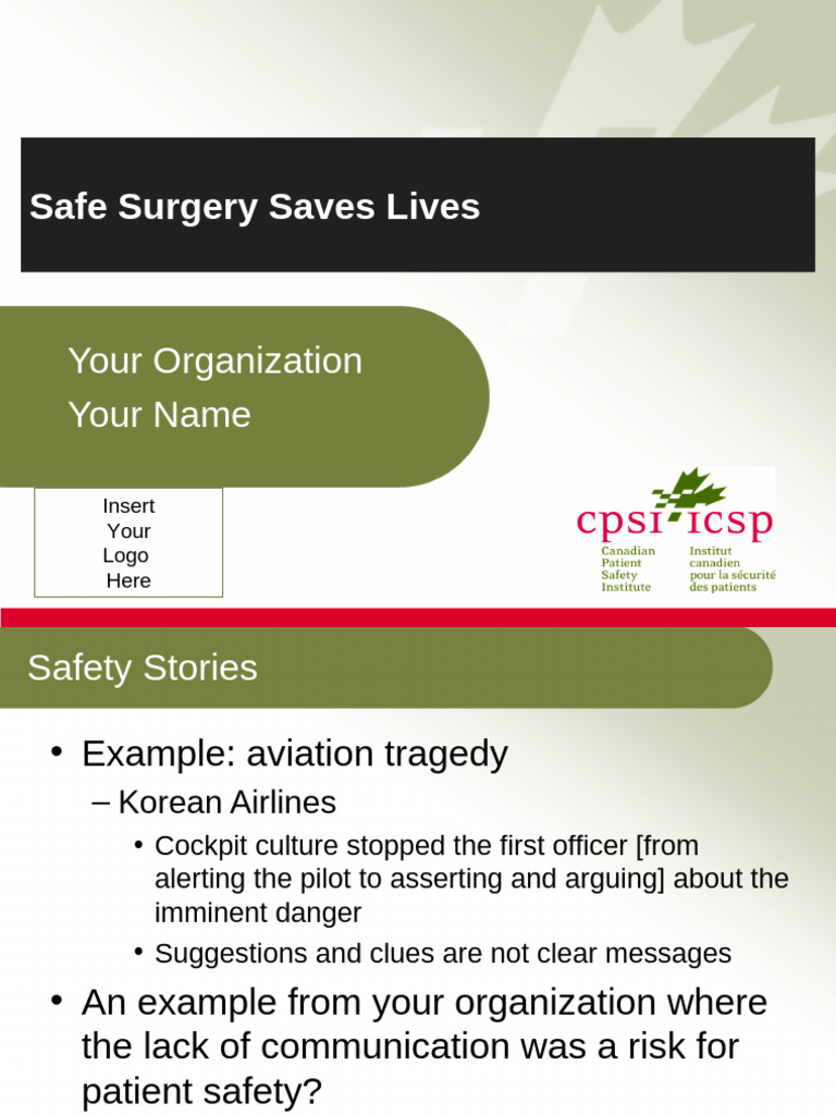 About SSSL PresentationSafe Surgery Save Life | PDF | Surgery | Patient ...