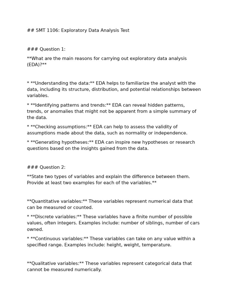 Exploratory Data Analysis | PDF