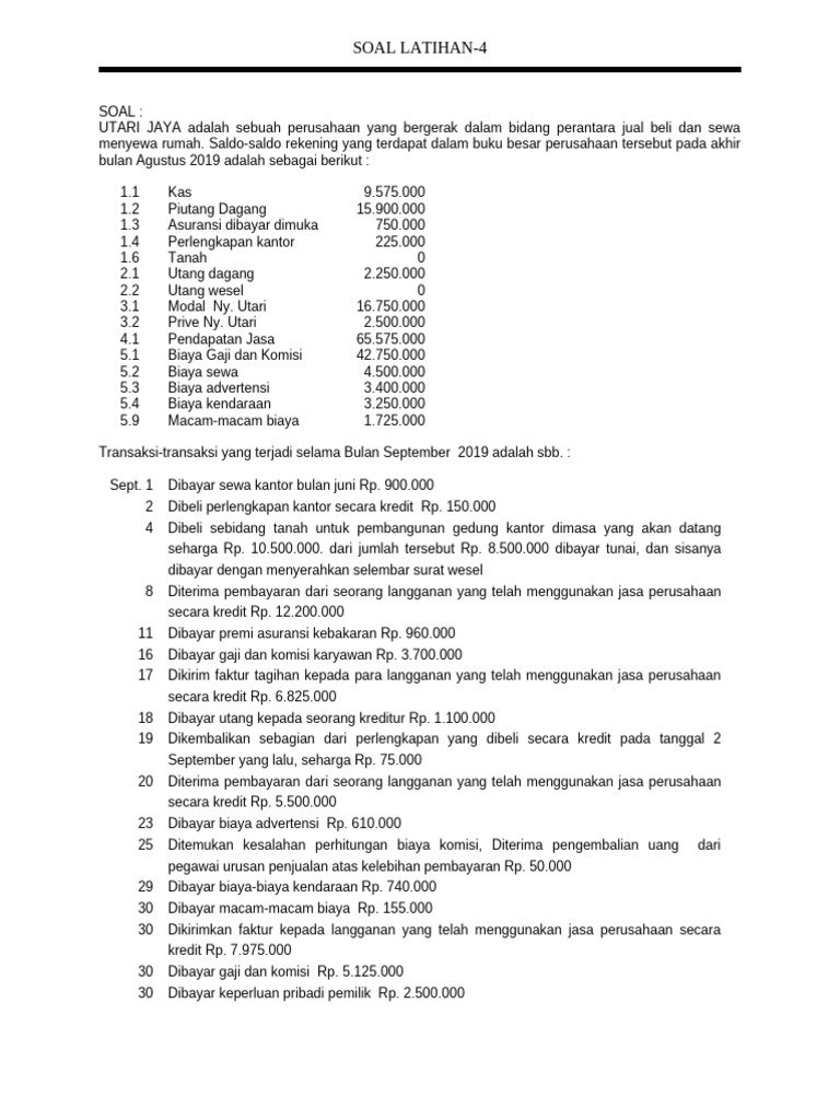 SOAL LATIHAN-4 UTARI JAYA (1) | PDF SOAL LATIHAN-4 UTARI JAYA (1) | PDF