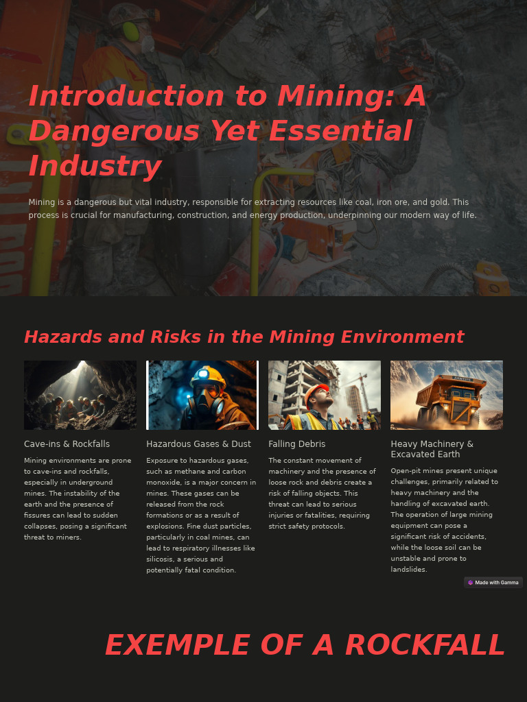 Introduction To Mining A Dangerous Yet Essential Industry | PDF