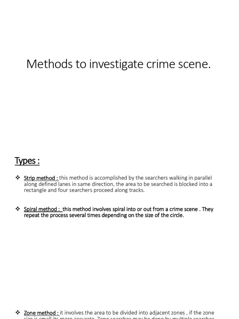 Methods To Investigate Crime Scene | PDF
