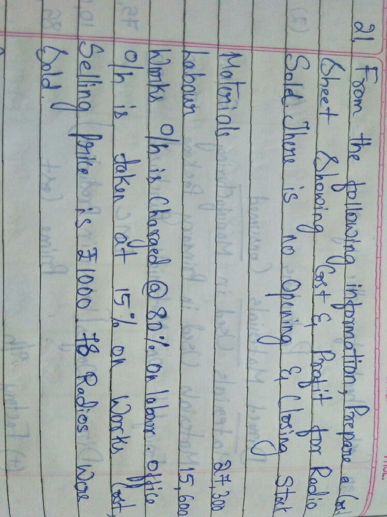 Cost Sheet Exam Problem Part 1 | PDF