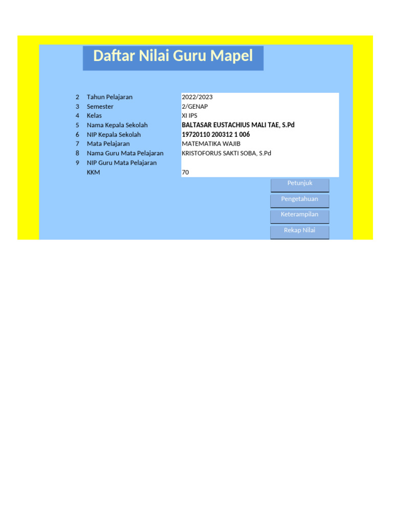 Nilai Raport Xi Ips Matematika Wajib | PDF