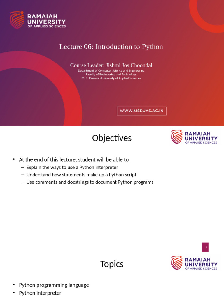 06 - Introduction To Python | PDF