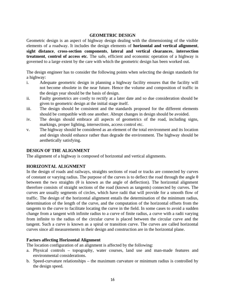 GEOMETRIC DESIGN Â " Design of The Alignment | PDF