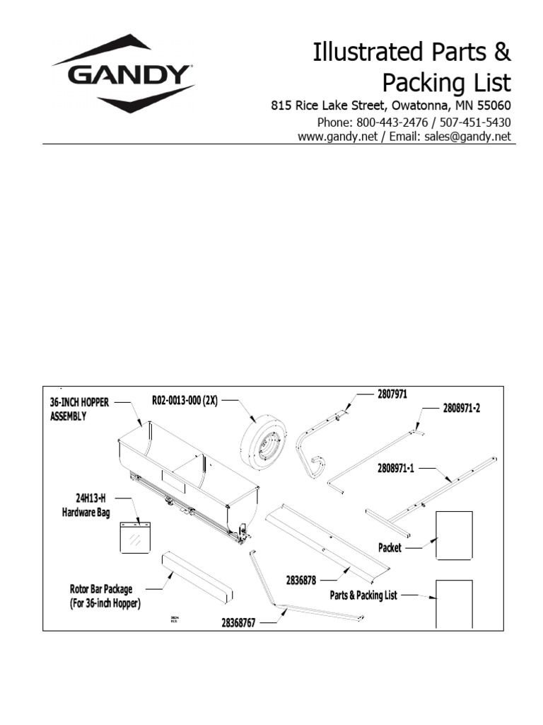 Gandy 36H13 Drop Spreader Illustrated Parts List | PDF