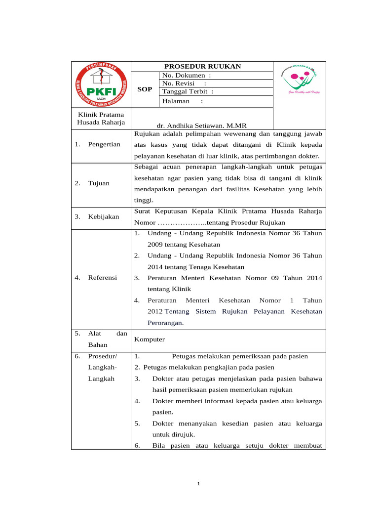 3.11.1 Sop Prosedur Rujuk | PDF