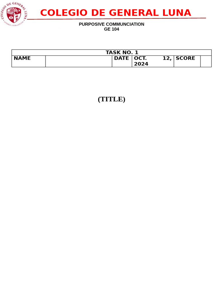 GE 104 Task No. 1 | PDF
