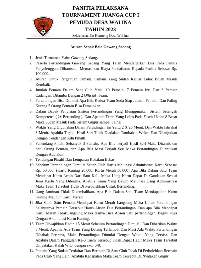 ATURAN PERMAINAN SEPAK BOLA | PDF