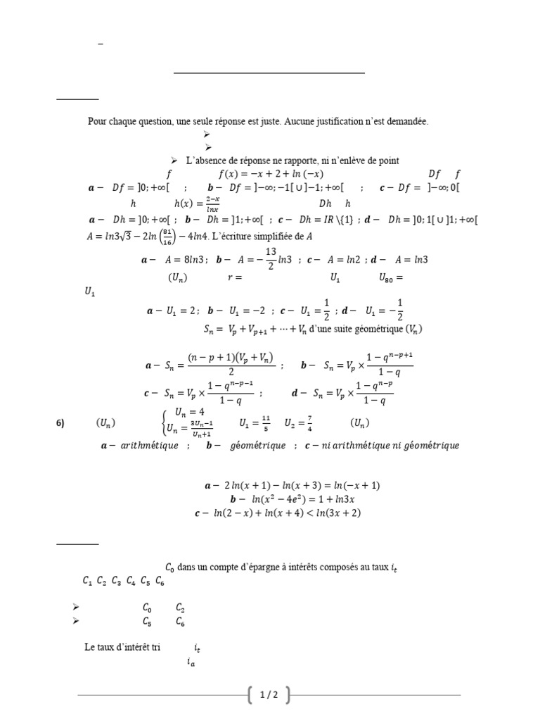 Composition de Math 1er Semestre-Converti | PDF