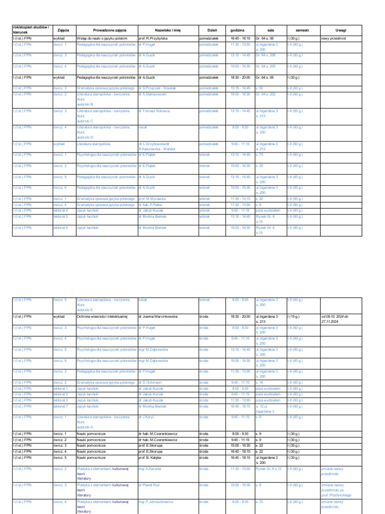 Harmonogram 2024 2025 12.09 - New | PDF