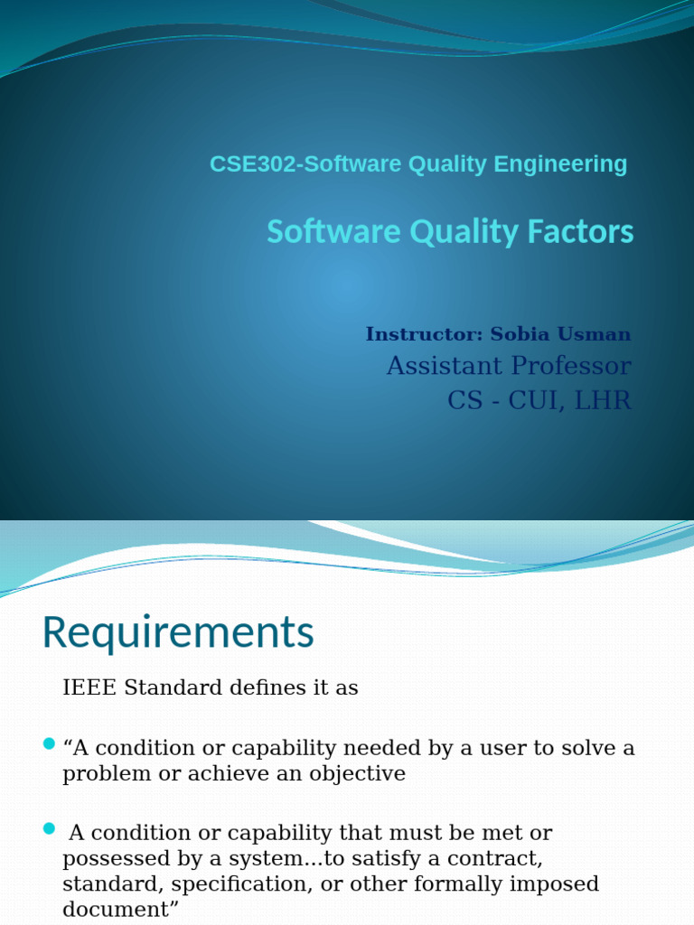 Software Quality Factors | PDF | Reliability Engineering | Computing
