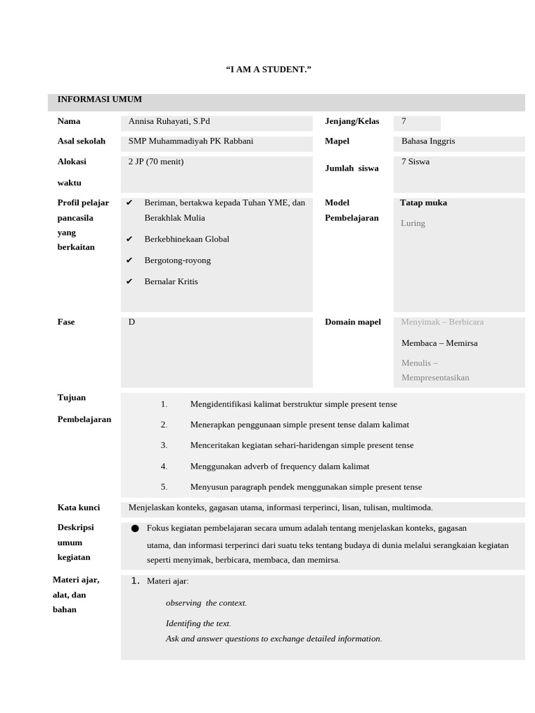 Modul Ajar 1 SMT 2 | PDF