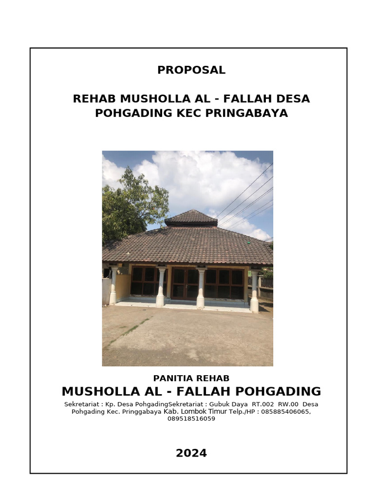 Proposal-Mushollah Al Fallah | PDF